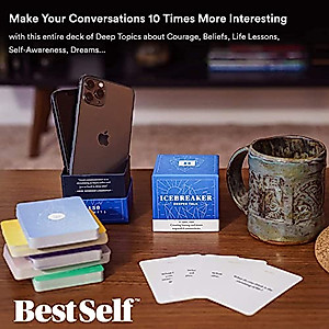 BestSelf Icebreaker Deeper Talk Deck - Conversation Starter Card Pack to Deepen Friendships with 150 Prompts