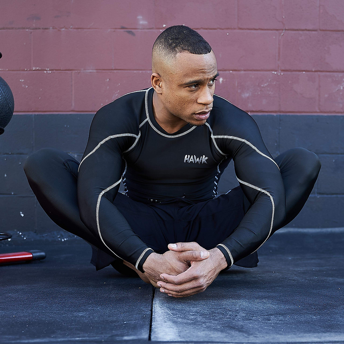 Mens Compression Shirts Base Layer Athletic Gym MMA BJJ Rash Guard No Gi Full Long Sleeve Rashguard Shirt for Men (Black, Large)