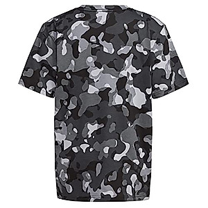 adidas Boys' Core-camo All Over Print Short Sleeve Tee (Big Kids), Black, X-Large (18/20)