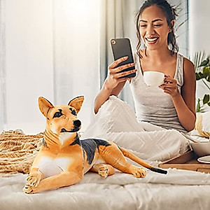 ihtha Realistic Puppy Figure for Bedroom Nursery Entryway Foyer Children's Day Gift Garden Gnome (Black, C)