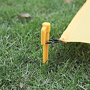 PZRT 8pcs Outdoor Camping Tent Stakes Pegs Pins Trip Plastic Tent Nails Yellow Tent Accessories