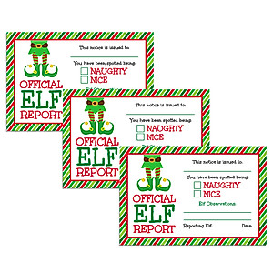 Pink Pixie Studio 25 Official Elf Reports- 4 x 6 Elves Notice Naughty or Nice Behavior to Accompany Your Holiday Christmas Elf- North Pole Santa Surveillance Xmas Note Cards