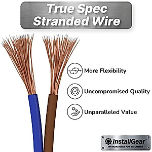 InstallGear 14 Gauge AWG 100ft Speaker Wire True Spec and Soft Touch Cable - Blue/Black (Great Use for Car Speakers Stereos, Home Theater Speakers, Surround Sound, Radio)