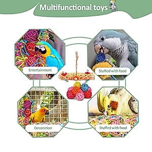 Bird Toys Bird Shredding Foraging Toys Parakeet Toy Chewing Hanging Toy Bird Shredded Paper Bird Cage Accessories Bird Rope Perch for Conure Cockatiel Budgies Lovebird Parrotlet