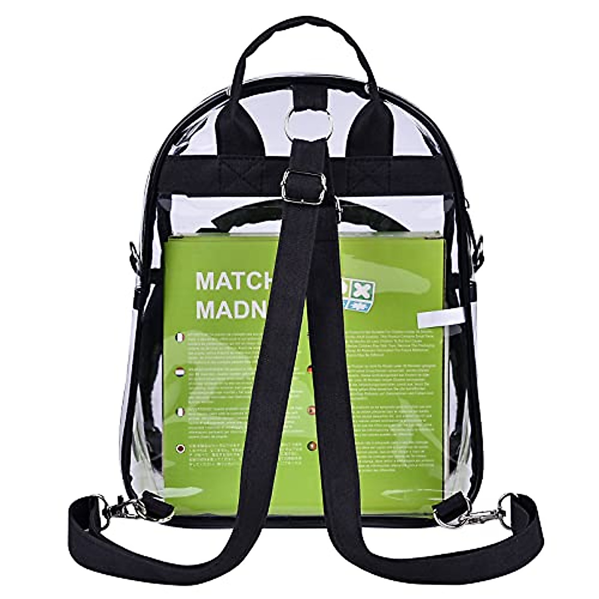 Oraben Small Clear Backpack Stadium Approved,Small Clear Purse Backpack Clear Cute Daypacks Convertible Shoulder Bag Clear Bag for Women Girls (Black,Small)