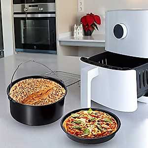 Air Fryer Cake Pan, 2pcs 6 Inch Baking Pans For Air Fryer, Air Fryer Pans Accessories For Most Brands Of Air Fryer & Oven & Instant Pot, Non-Stick Dishwasher Safe, Universal, Black