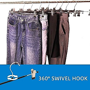 Pants Hangers with Clips 30 Pack, Clothes Hangers with Adjustable Clips, Space Saving Skirt Hangers for Women Metal Pants Hangers for Jeans Kids Clothes and More,12Inch (20)