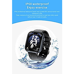 Smart watch, answer/dial phone, 1.83 inch fitness tracker, applicable to Android, IOS, sleep monitoring with blood pressure and blood oxygen, IP68 waterproof, applicable to men and women（Black）