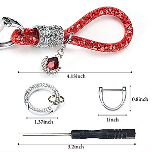 Bling Crystal Car Keychain for Women, Keychain Accessories With Bling Rhinestones, Fashionable Car Key Chain for Car Keys for Honda/MercedesBenz/Audi/BMW/Hyundai/Nissan/Mazda/Chvey/Toyota (Red)