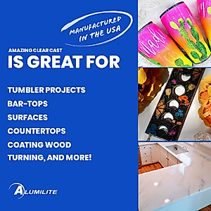 Alumilite Amazing Clear Cast [0.5 gal A + 0.5 gal B(1 Gallon) 2 Part Liquid Kit] High-Gloss Plastic Finish | Multi-Purpose Epoxy Resin for Casting & Coating Countertop, Wood Crafts & Encapsulation Art