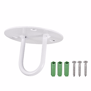 YOKIVE 2 Pcs Ceiling Hanging Hook, Wall Mounted U Shape Hook with Round Plate Hanging Plants, Great for Office, Home, Daily Use (White, 2.6x1.8-Inch)