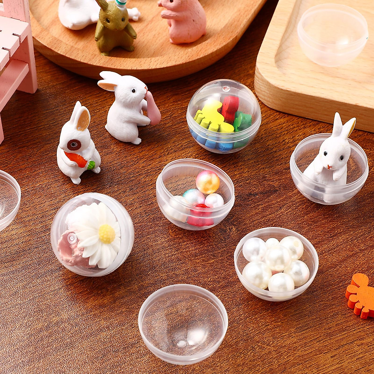 CLISPEED Clear Plastic Balls Small Round Capsule 100pcs Clear Round Capsule Capsule Gumball Machine Container Plastic Capsule Container Surprise Prize Party Favors 32MM Toy Capsules