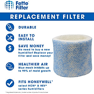 Fette Filter - Upgraded Blue Mesh Wicking Filters Compatible with Honeywell Filter E HC-14 for HCM-6009 HCM-6011 HEV680 HEV685 and Other Series Humidifier Part # HC14PF1 HC14PF3 HC14 Filter E 3-Pack