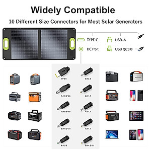 Solar Panel 100W, Foldable Solar Charger Kit, IP67 Waterproof for Portable Power Station, Off-Grid Power, Outdoor Adventures and Emergency