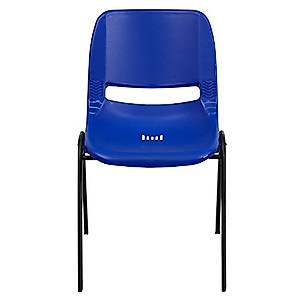 Flash Furniture HERCULES Series 661 lb. Capacity Navy Ergonomic Shell Stack Chair with Black Frame and 16'' Seat Height