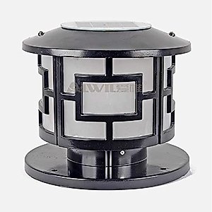 Praee Solar Light Outdoor Waterproof Garden Home Indoor Super Bright Wall Round Chinese Door Post Black (Color : Black, Size : 40cm)