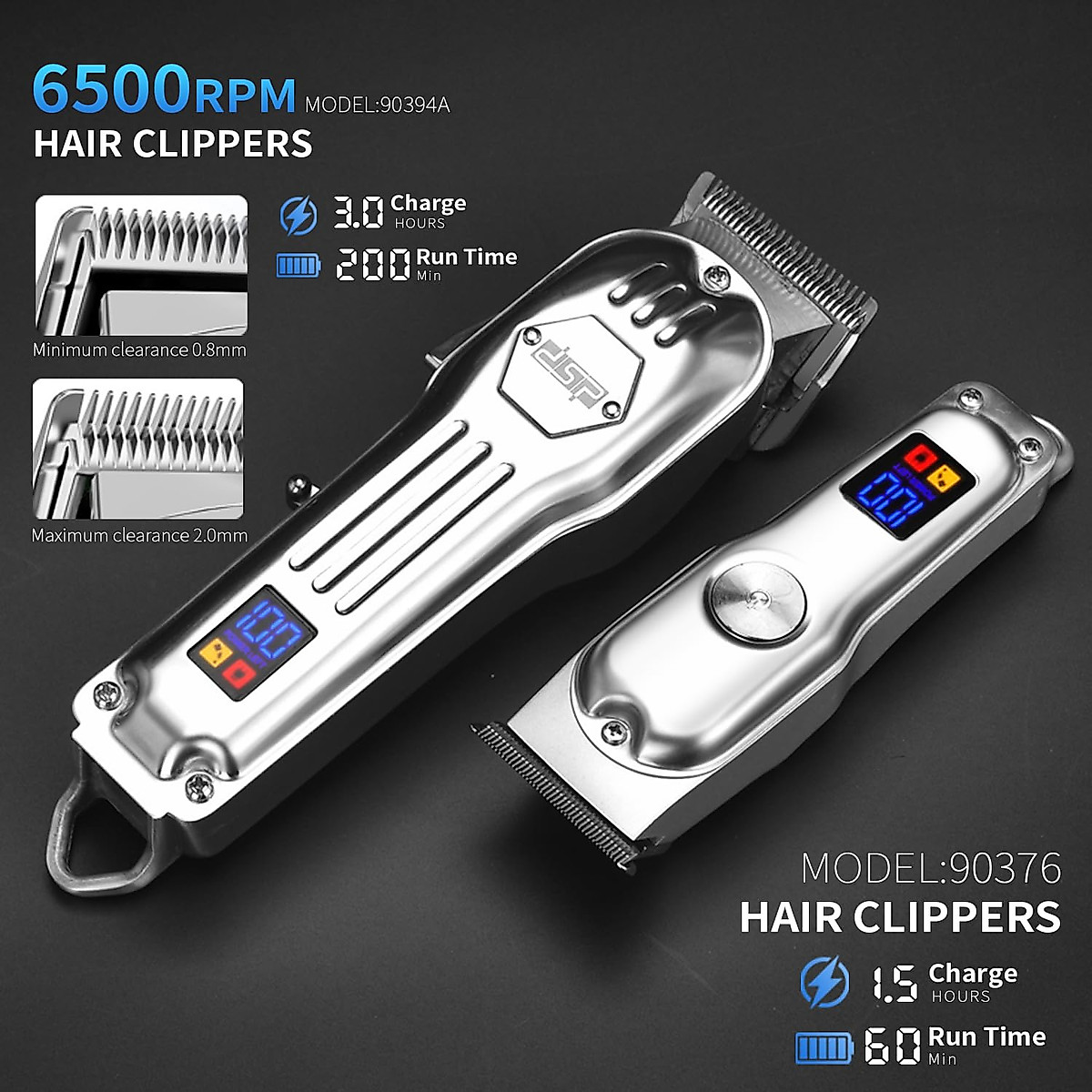 DSP 4-in-1 Pro Barber Kit: Cordless Hair Clipper, Trimmer, Shaver & Nose Hair Remover - Styling & Grooming Set with Scissors, Fade Tools, LED Display