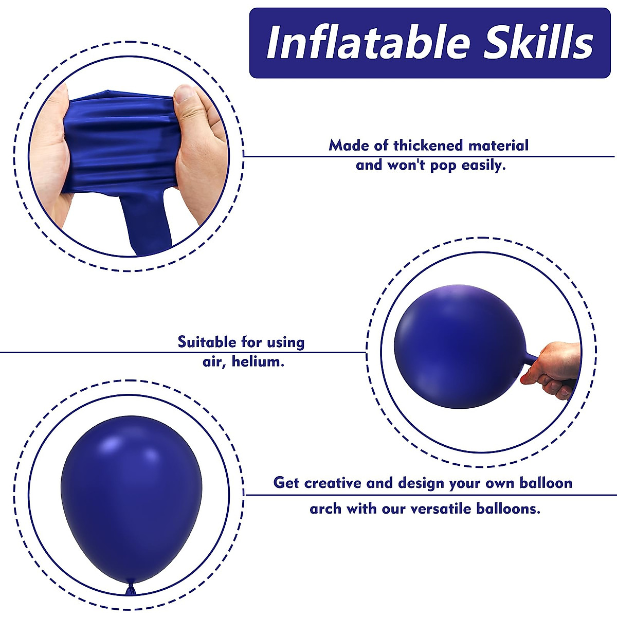 NISOCY Navy Blue Latex Balloon Arch Kit, 102PCS 18In 12In 10In 5In Navy Blue Balloons Arch Garland for Baby Shower Graduation Birthday 4th of July Independence Memorial Day Patriotic Party Decorations