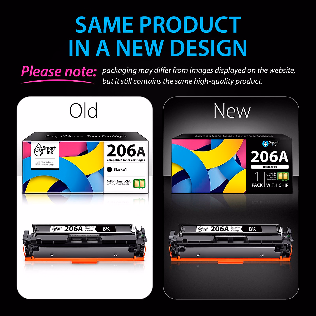 Smart Ink Compatible Toner Cartridge Replacement for HP 206A 206 A with Built-in Chip to use with MFP M283fdw M283cdw M255dw M255nw