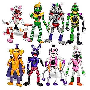 Toysvill 8 pcs Inspired by Game Five Night at Freddys Toys | Ultimate Custom Night | FNAF Action Figure [Withered Bonnie, Orville, Mangle, Gator, Happy Frog, Roxanne Wolf, Chica, and Music Man]