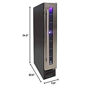 Vinotemp 7 Bottle Built-in Style Wine Cooler with Stainless Steel Door Trim and Dual Pane Glass