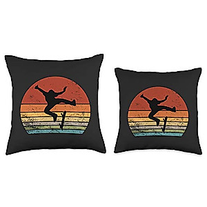 Crazy Mojo Beach Palm Tree surfing van & Vibes Fun Retro Sunset Skateboard Gift Teen Skaters Throw Pillow, 16x16, Multicolor
