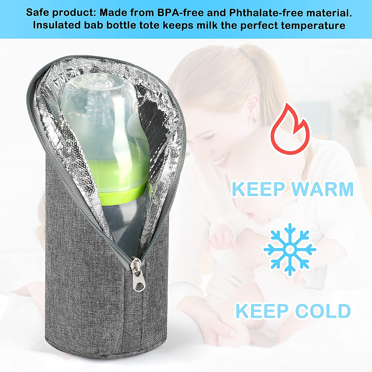 Accmor Baby Bottle Cooler Tote Bags, Insulated Breastmilk Cooler Bag, Nursing Bottle Cooler Warmer Bag for Nursing Mom Daycare Travel