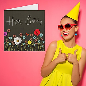 Birthday Cards for Women Her - Floral Blooming Flowers - Happy Birthday for Mom Sister Daughter Aunt Nan Grandma Granny Best Friend, 5.7 x 5.7 Inch Beautiful Flower Bday Greeting Cards