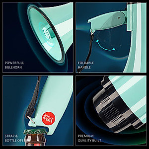 30 Watt Power Portable Megaphone Bullhorn Speaker Voice, Siren/Alarm and 240S Recording with Volume Control and Strap (Teal)