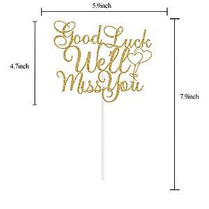 Glitter Good Luck We'll Miss You Cake Topper - Farewell Cake Topper, Retirement Cake Topper, Going Away Class of 2024 Graduation Party Decorations Gold