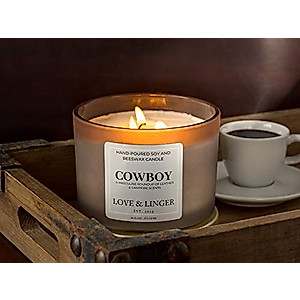 Leather Scented Candles | Campfire Scented Candles | Luxury Soy & Beeswax Candles for Home | 16 oz. Large Jar 3 Wick Candle | Masculine Candle | Manly Candles For Home | Scented Candles for Men