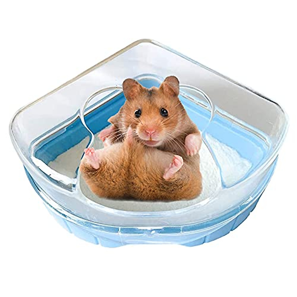 kathson Hamster Bathroom Gerbil Sand Dry Bath Plastic Container Small Animal Toilet Sandbox with Scoop and 2 Pcs Bathing Brush for Hamster Gerbil Mice