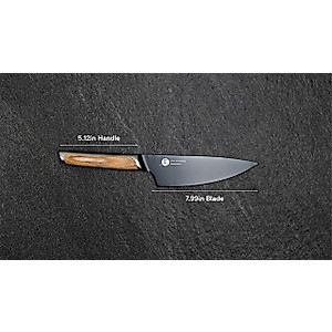 Everdure German Steel Professional Chef Knife, 8 Inch Knife with Titanium Coated Blade and Pakka Wood Handle, Perfect Kitchen Knife for Slicing or Dicing your Vegetables and Meat