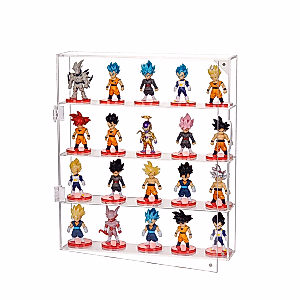 AITEE Acrylic Display Case for Mini Funko Pop Figures, Clear Wall Mounted or Desktop 4 Layer Storage Box Cabinet Organizer for Mini Toys, Collections or Stone