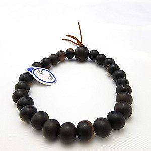 京都あさひ屋 Black Persimmon Wood Bracelet Japanese Kaki Juzu Rosary Prayer Beads Jewel Handmade Kyoto Meditation Chakra Mala Beads (8.0mm)