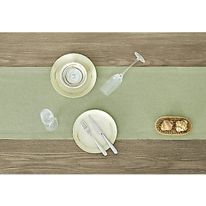 ZeeMart Basic Linen Style Table Runner, 14 x 48 Inch Sage Green, Rustic Farmhouse Green Table Runners 48 Inches Long, Everyday Polyester Table Runner - Machine Washable & Easy Care