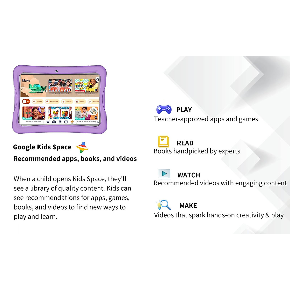 NOBKLEN Kids Tablet 10 Inch, Android 13, 4GB+64GB, 8-Core CPU, WiFi 6, 12H Battery Life, Parental Control, 1280 * 800 HD Display, Dual Cameras, Shockproof Case, Pre-Installed Educational Apps