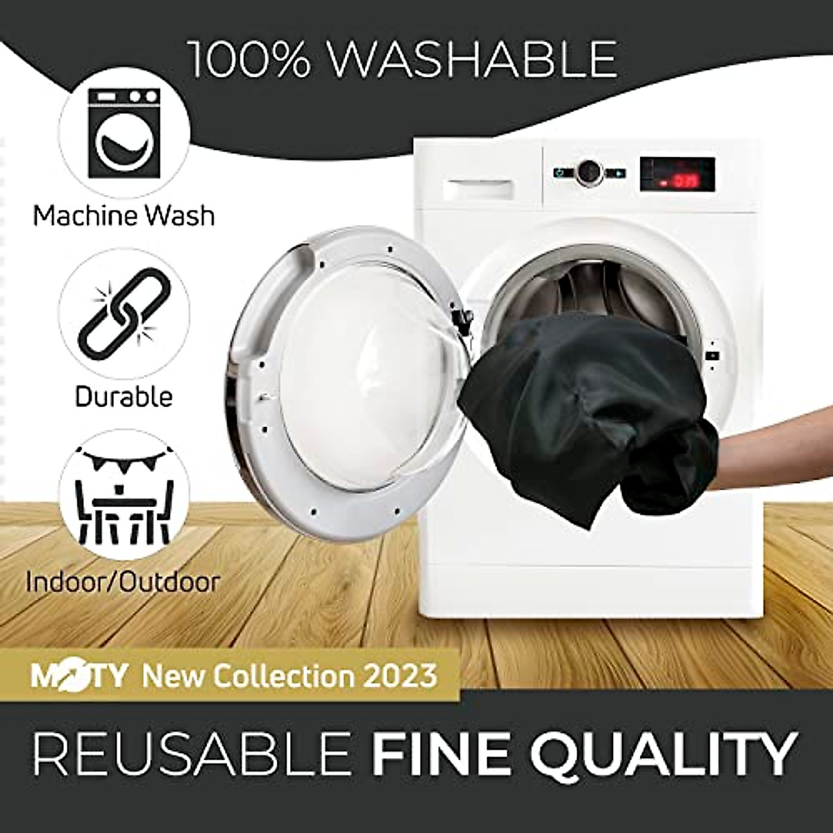 moty Folding Table Cover, Polyester Fitted Waterproof Outdoor Tablecloth Protector with Elastic for Rectangle Picnic Tables, Washable, Wrinkle Resistant, for Patio, Parties, Camping