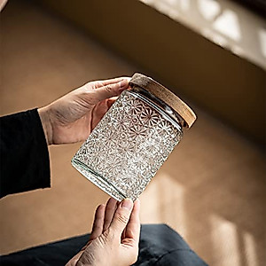 HolaJia Glass Jar with Lid – 24 oz Glass Storage Containers – Premium Jars with Airtight Lids for Coffee, Rice, Sugar – Decorative Cookie Jars for Kitchen Counter, Pantry(Stars)