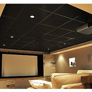 Soundsulate Sound Absorbing Acoustical Drop Ceiling Tiles, Black, 24" x 48" x 1"