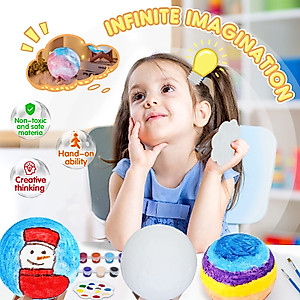 HAPMARS Paint Your Own Moon Lamp Kit, DIY 3D Night Light, with Stand, Paints & Brushes, Arts Crafts for Children to Paint, Kids Gift for Christmas Birthday Halloween Ages 3 4 5 6 7 8 9 10 11 12+