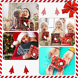 24 Pcs Christmas Gift Card Box Holders with 24 Pcs Paper Gift Tags and Bows Xmas Present Wrap Boxes Set for Teacher Christmas Holiday Party Favor Decor (Plaid, Elk, Tree, Snowflake, Character)