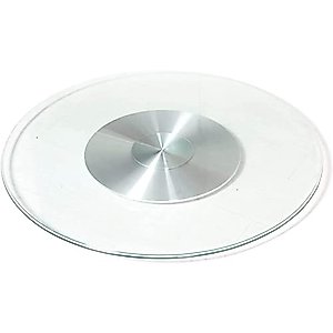 Lazy Susan Turntable, Tempered Glass Round Rotating Tray For Kitchen Dining Table, With Aluminum Alloy Base, Smoothly Spins (Color : Transparent, Size : 60cm)