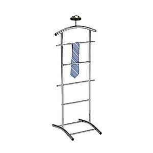KB Designs - Suit & Tie Freestanding Valet Stand Clothing Organizer Rack, Chrome