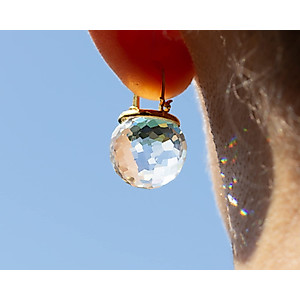 Crystal Earrings for Women,18k Gold Plated, Sparkly Austrian Crystal Ball Dangle Earrings (Clear)