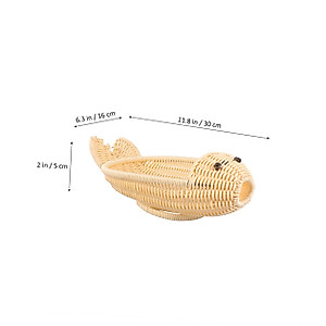 ibasenice Simulate Rattan Storage Basket To Weave Vegetable Basket Fish-shaped Rattan Basket Fruit Basket Bread Container Wedding Gift Hamper Simulated Rattan Bakset Bamboo Snack