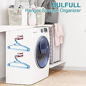 BULFULL Hanger Organizer No Punching Hanger Storage Rack, Foldable Hanger Storage Holder Hanger Organizer Rack Double Layer, Hanger Holder Stand Hanger Organizer Stacker for Closet Laundry Room (Grey)