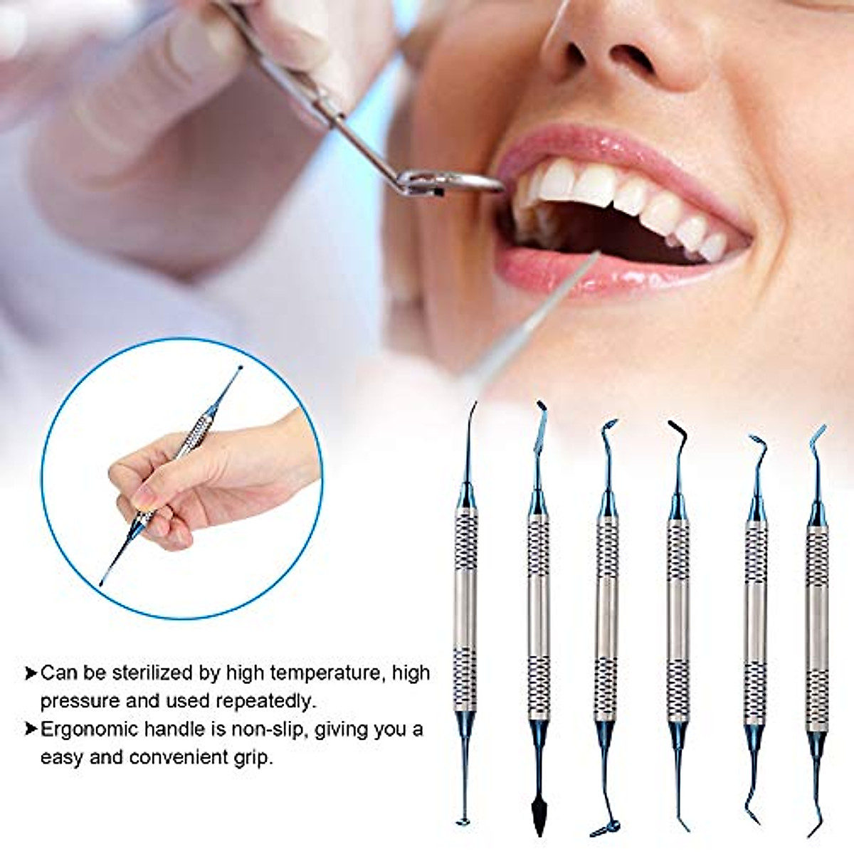 Dental Filling Spatula,6Pcs Professional Dental Composite Resin Filling Spatula Restoration Instrument Tool