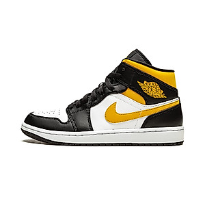 Nike Men's Air Jordan 1 Mid White/Pollen/Black, White/Pollen Rise/Black, 8.5