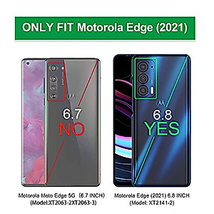 for Motorola Edge 2021 / Moto Edge 5G UW Case: Built-in Screen Protector Kickstand Full-Body Military Grade Three-Layer Protective Shockproof Rugged Phone Cover with Belt Clip Holster Black